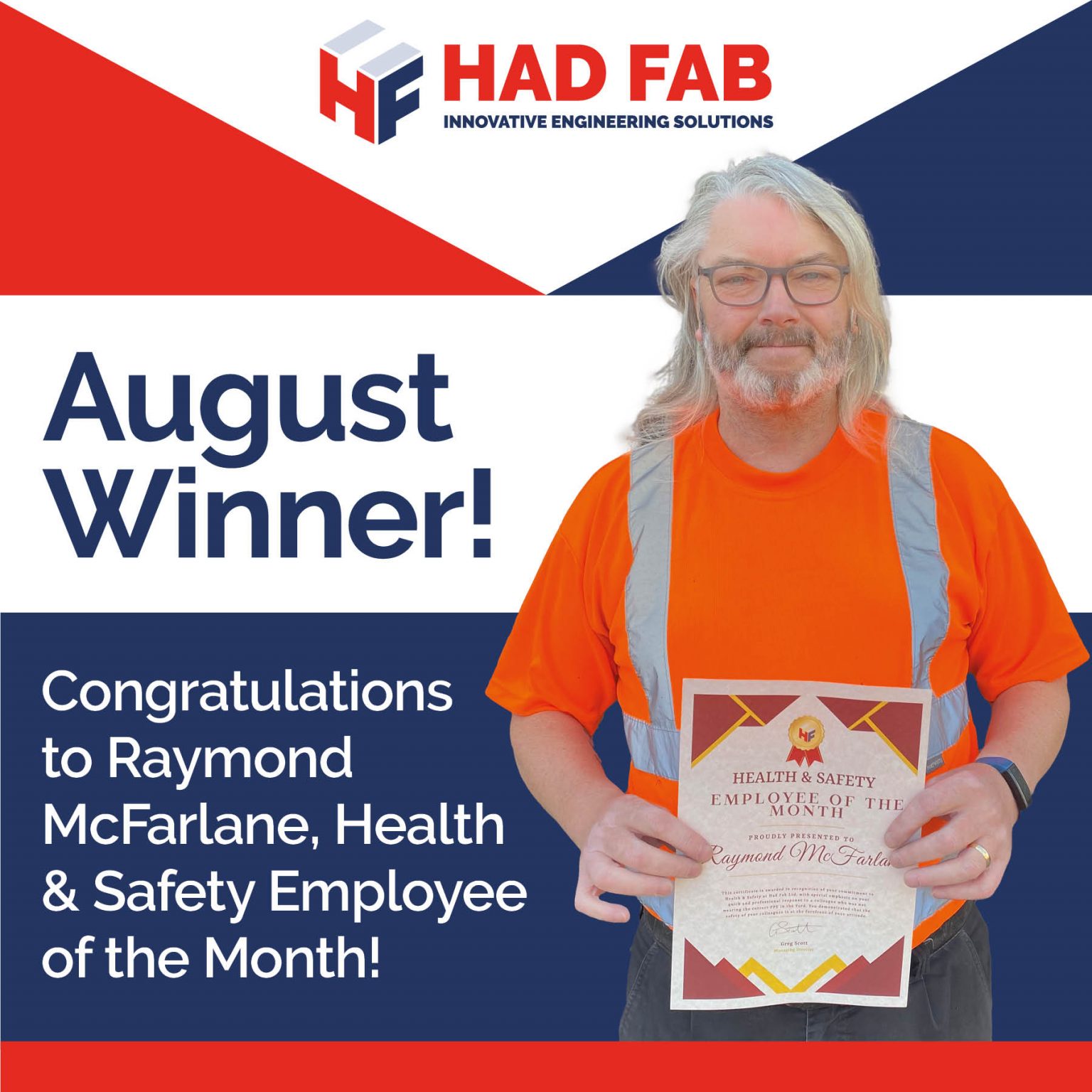 Celebrating Health & Safety Excellence: Employee of the Month - HadFab